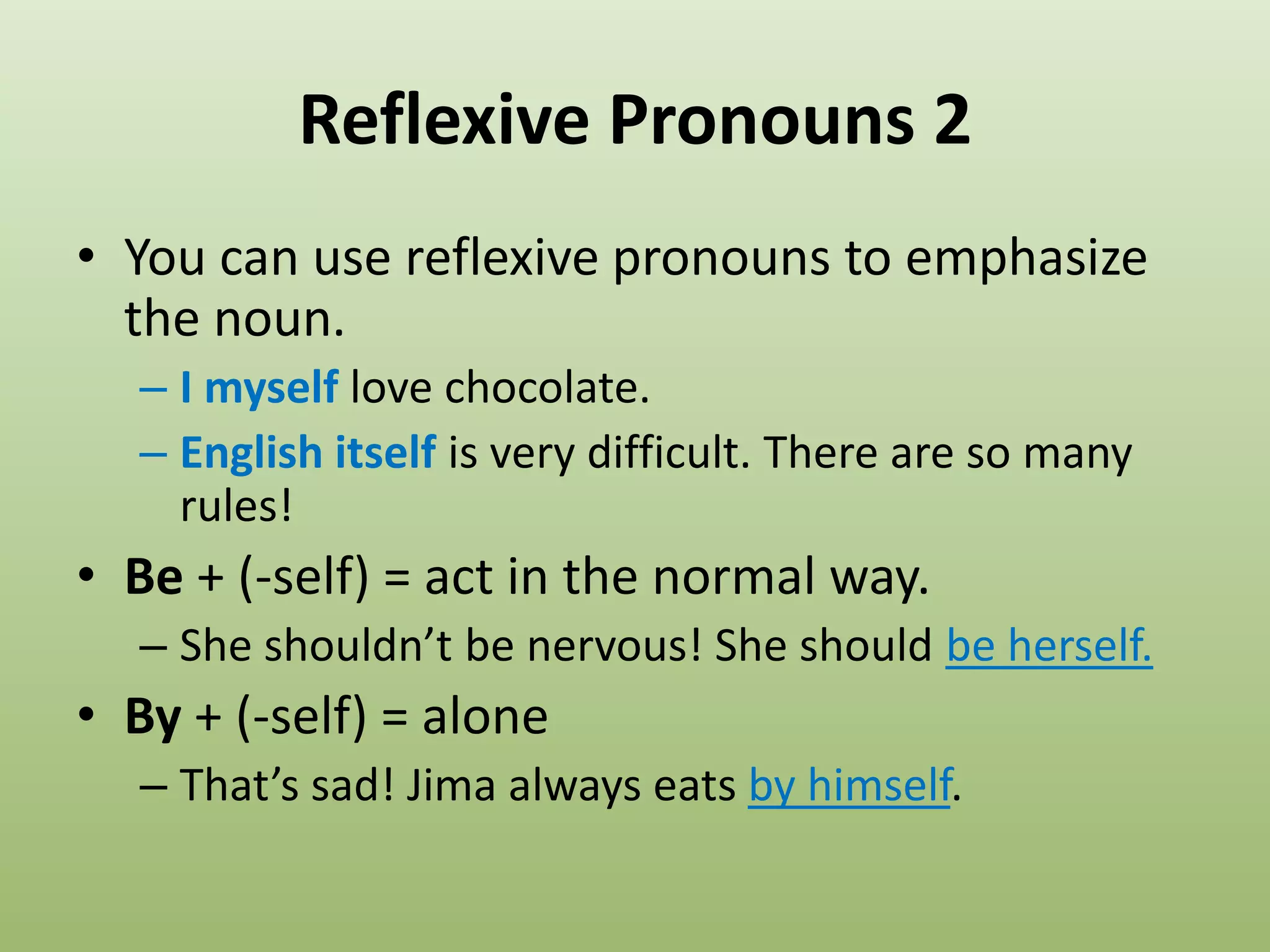 Unit 27 reflexive and reciprocal pronouns | PPT