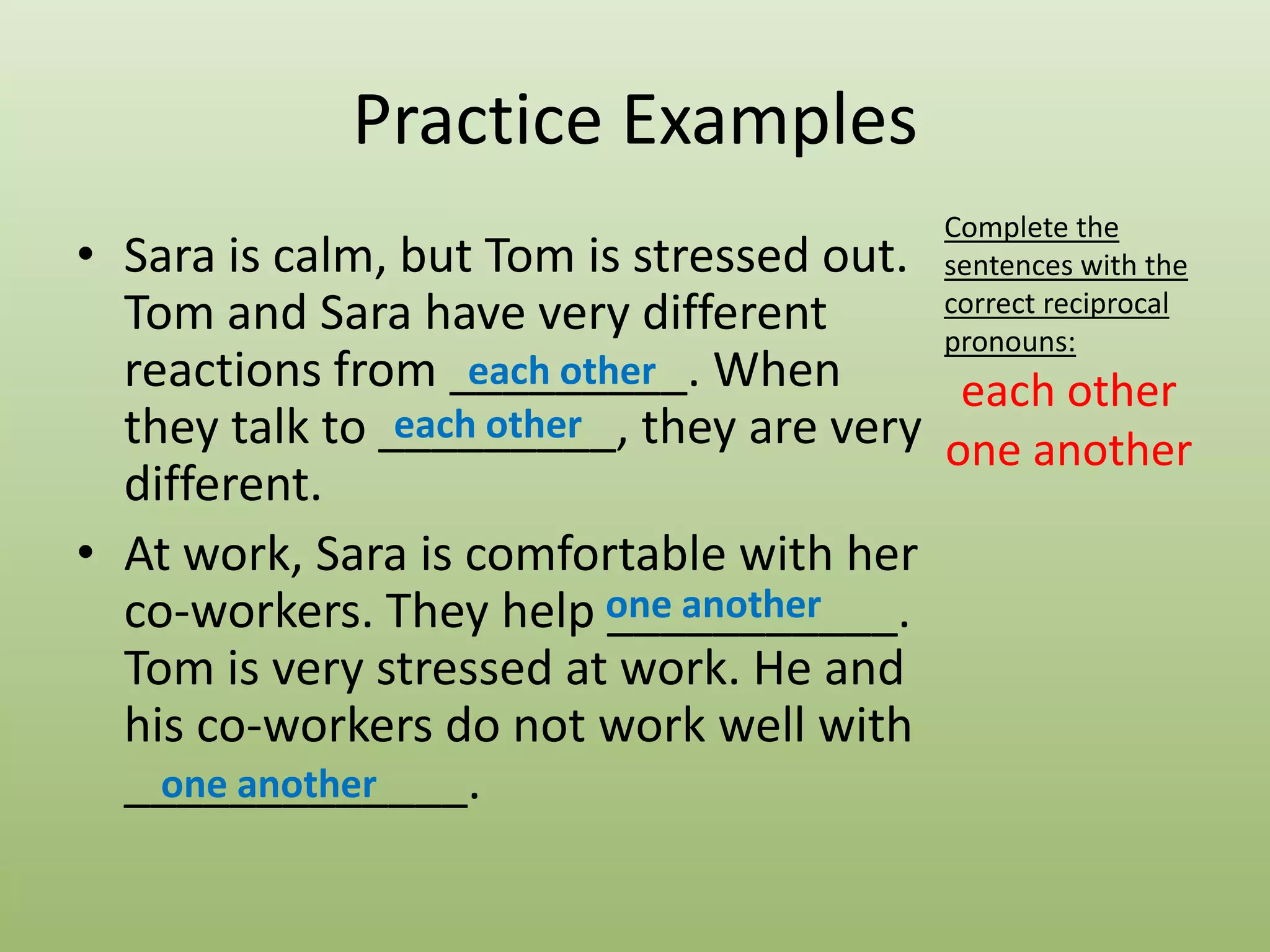 Unit 27 reflexive and reciprocal pronouns | PPTX