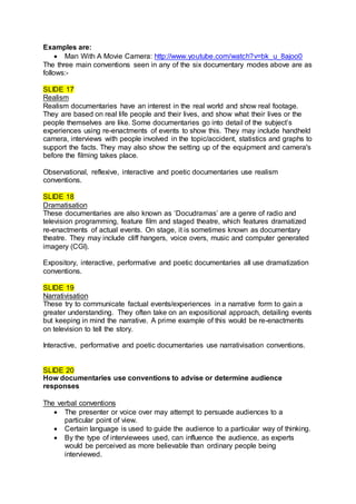 Unit 27 task 2 codes and conventions of factual programmes | DOCX ...