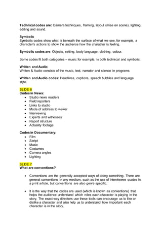 Unit 27 task 2 codes and conventions of factual programmes | DOCX