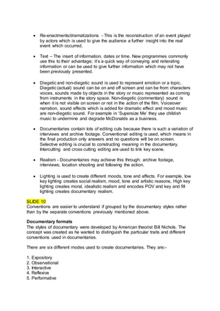 Unit 27 task 2 codes and conventions of factual programmes | DOCX