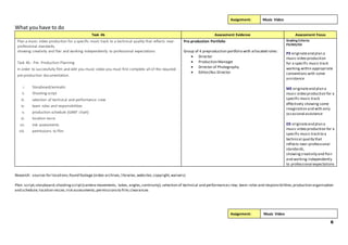 Unit 29: Music Video Production (Brief) | DOCX