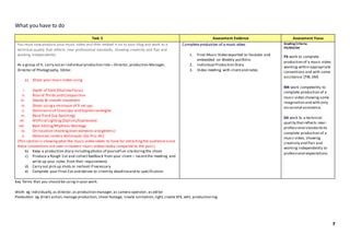 Unit 29: Music Video Production (Brief) | DOCX