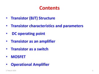 Transistor, MOSFET and Operational Amplr | PPT