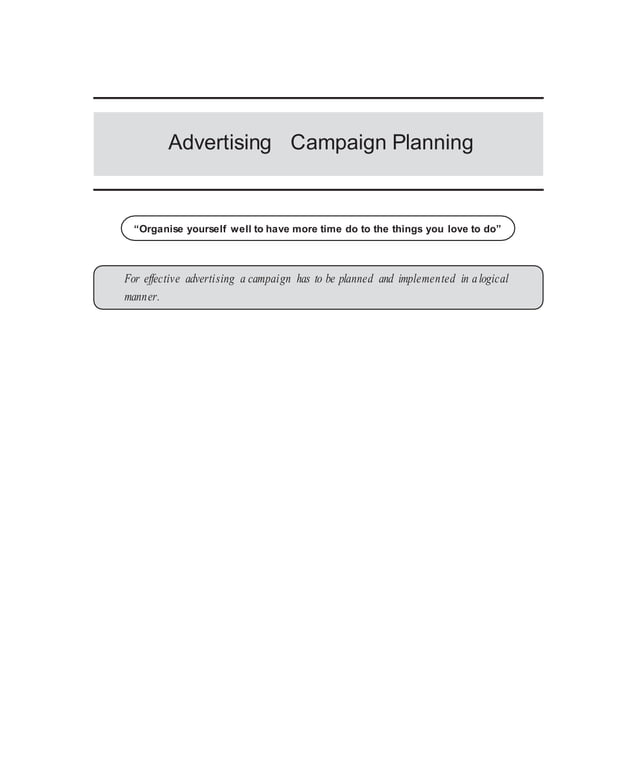 Unit 2 advertising campaign planning and management | PDF