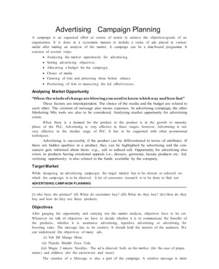 Unit 2 advertising campaign planning and management | DOCX