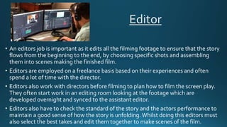 Unit 2 a job roles in the film industry | PPT