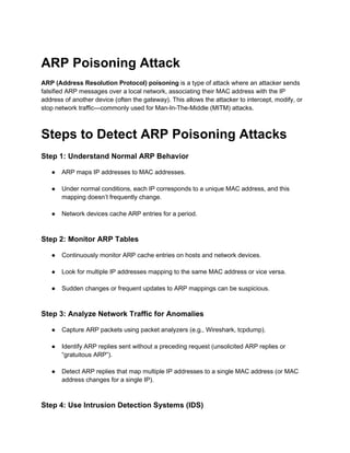 Unit 2 ARP Poisoning Attack ARP Poisoning Attack. | PDF