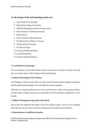 Different Types of Banking Systems Document | DOCX