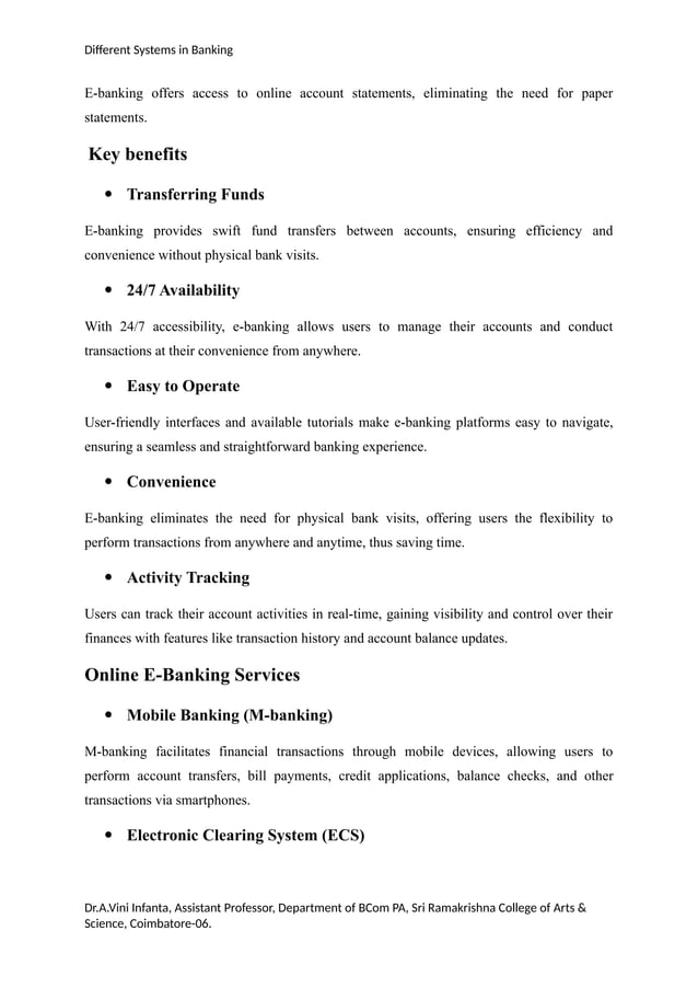 Different Types of Banking Systems Document | DOCX