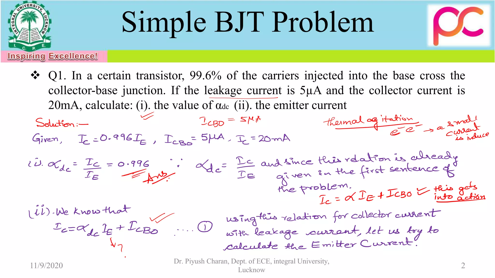 Unit 2 bjt numerical problems | PDF