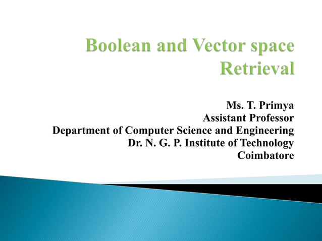 Booleanvector Space Retrieval Models Ppt