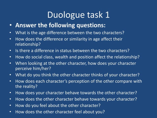 AS Drama: Unit 2 Building the Character