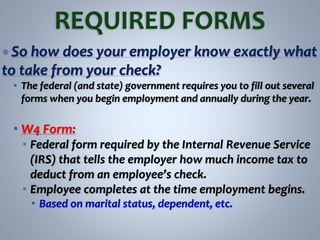 Unit 2C - Money - Paychecks | PPT