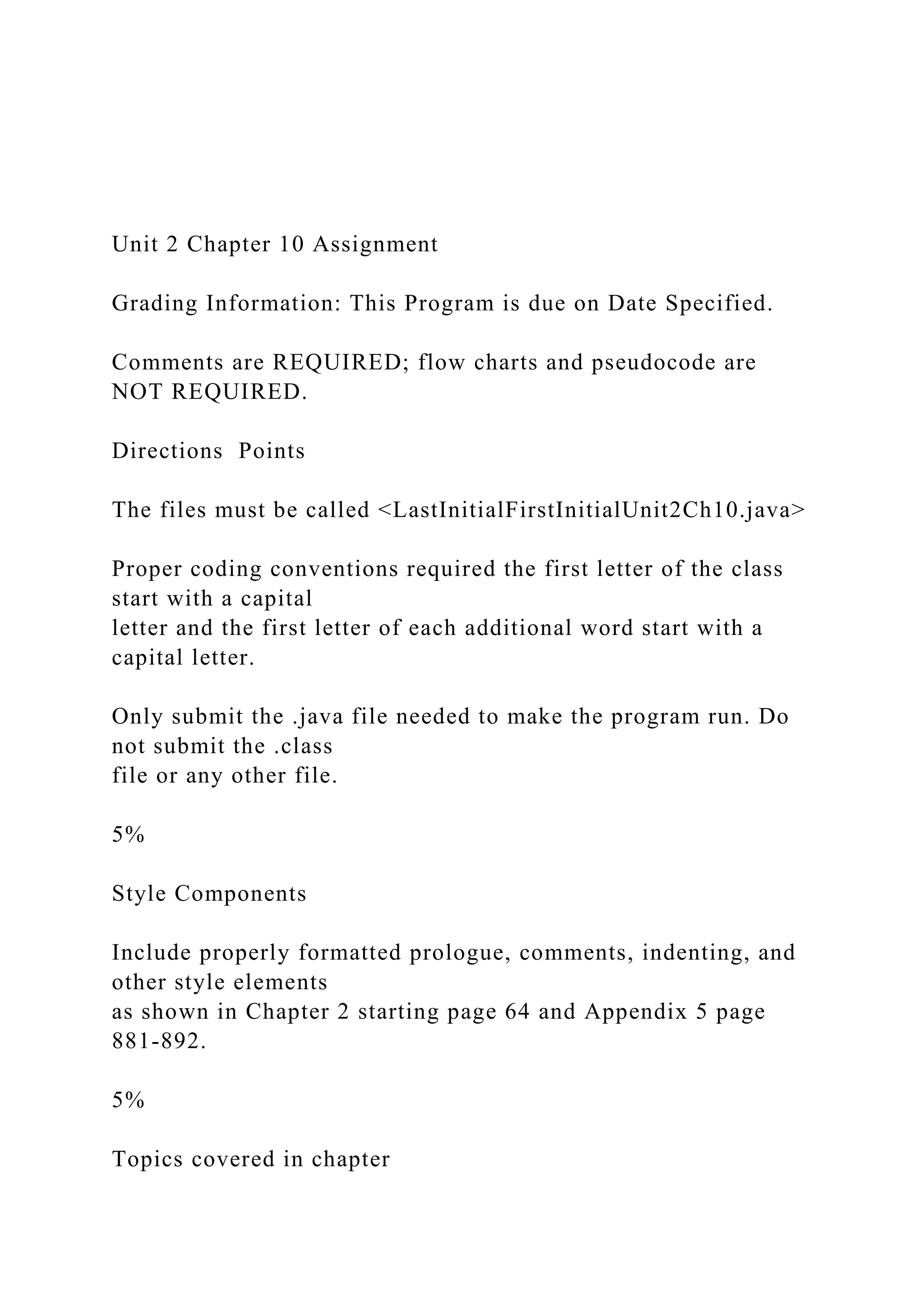 Unit 2 Chapter 10 Assignment Grading Information This Pro.docx