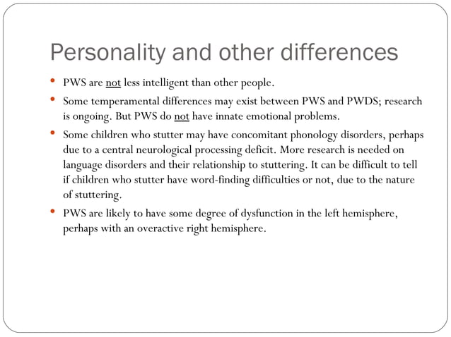 Unit 2 characteristics of pws and the abcs of stuttering | PPT | Brain ...