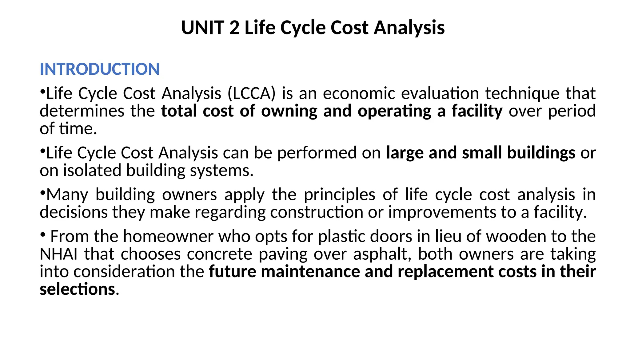 Life cycle cost Analysis part of civil engineering | PPT