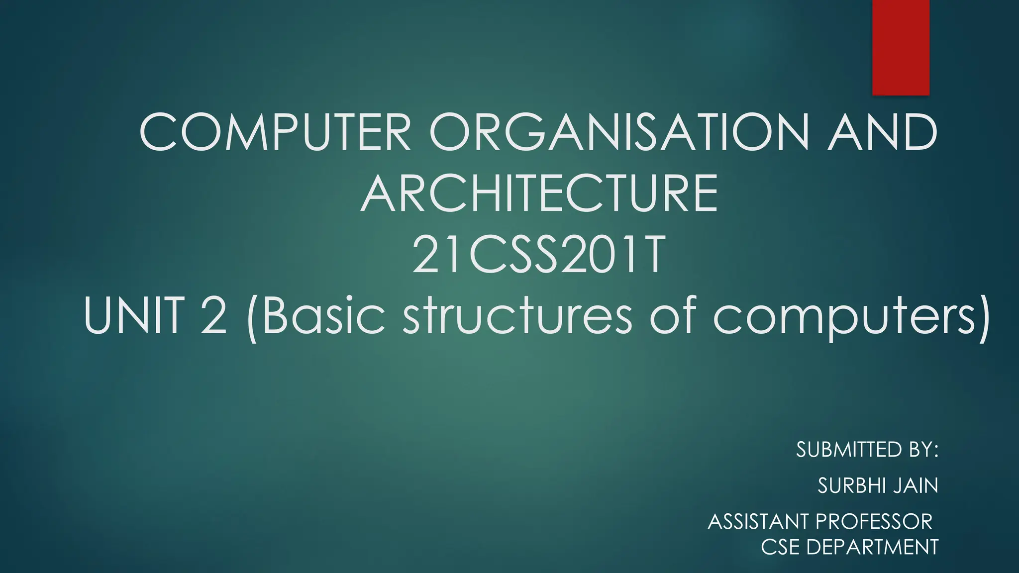 Computer Organization and Architecture presentation | PPTX