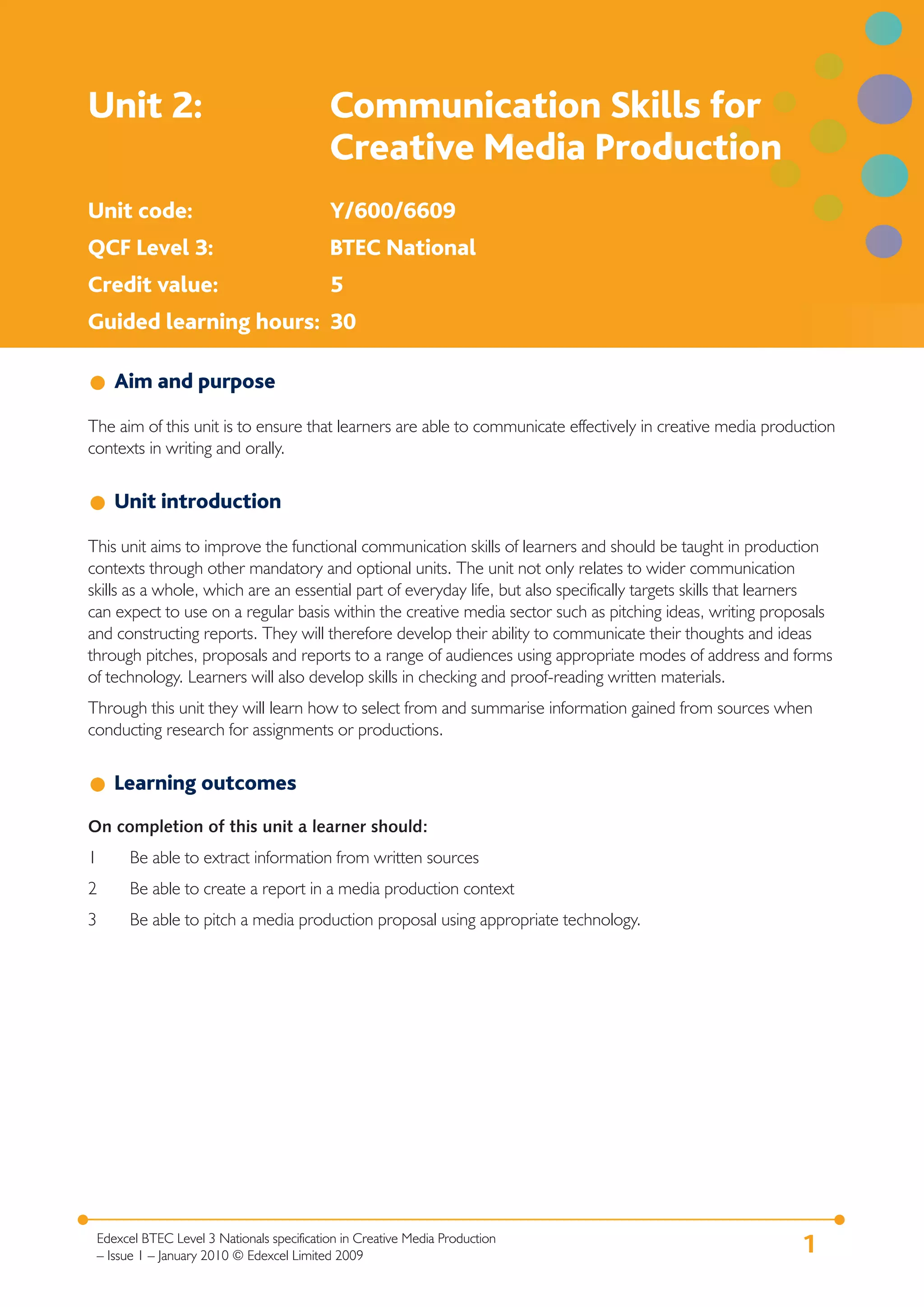 Unit 2 communication skills for creative media production | PDF