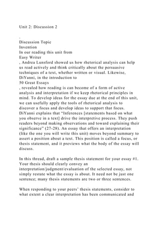 Unit 2 Discussion 2.Discussion TopicInventionIn our readi.docx