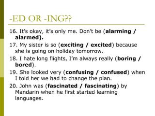 ED/ING ADJECTIVES | PPT