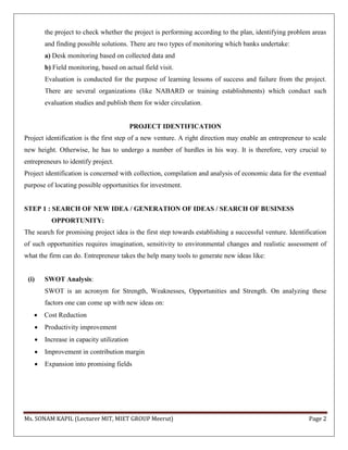 Entrepreneurship (Project identification) | PDF