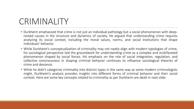 UNIT 2 EMILE DURKHEIM and his concept of social solidarity and social ...