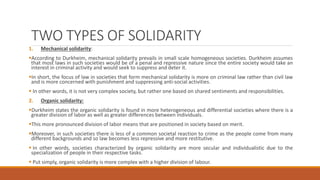 UNIT 2 EMILE DURKHEIM and his concept of social solidarity and social ...