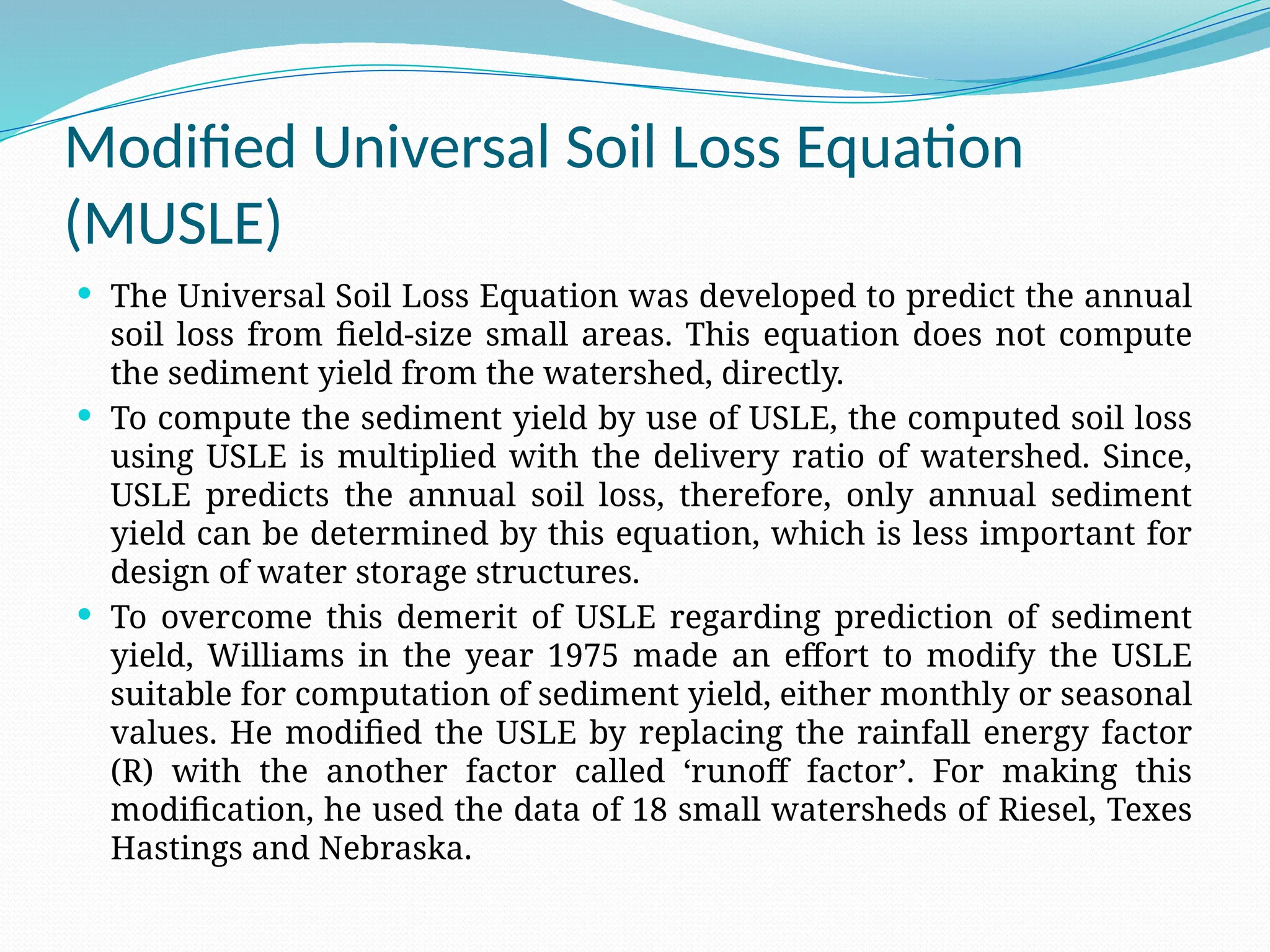 Unit 2 ESTIMATION OF SOIL EROSION IN AGRICULTURAL FIELD | PPTX