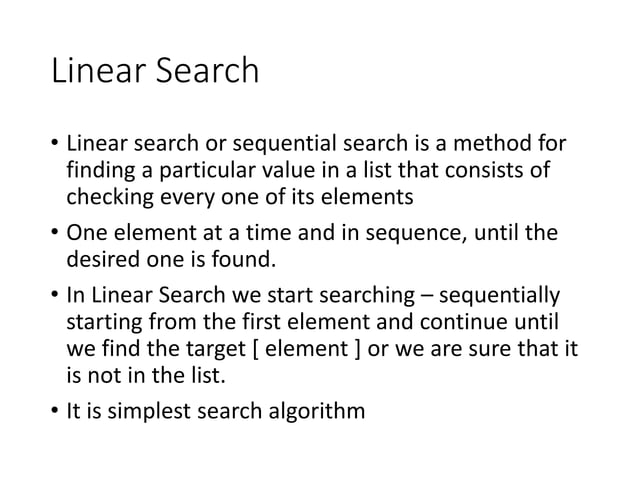 Unit 2 Firstpptx Searching Linear And Binary Search Pptx