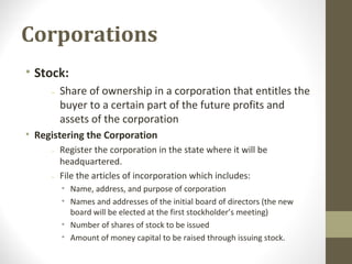 Unit 2 forms of business ownership | PPT