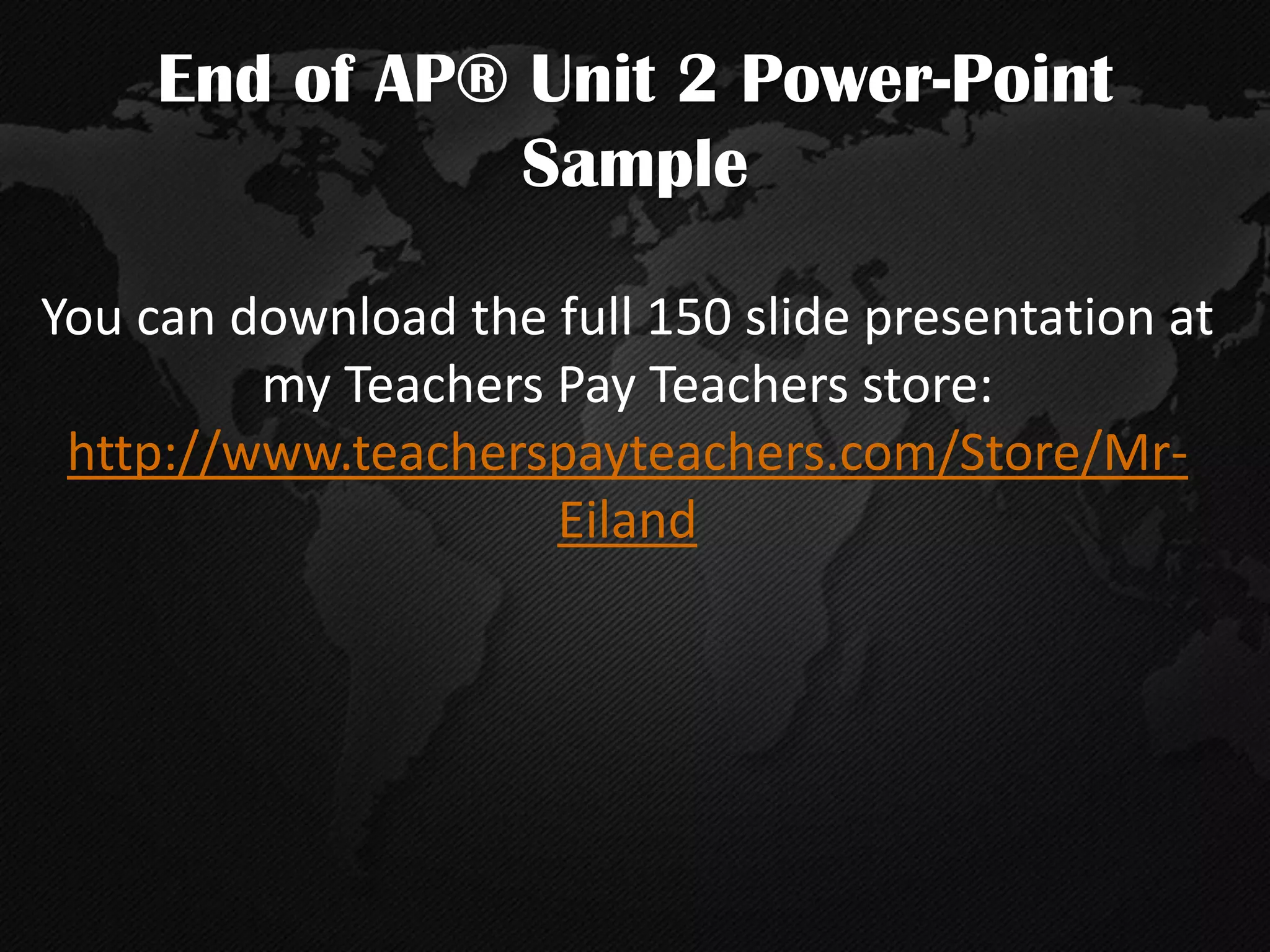 AP Human Geography: Unit 2 Powerpoint: Population and Migration (Sample ...