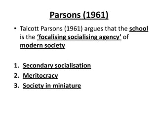 GCE Sociology Revision (AQA)- Unit 2 Education- Functionalist and the ...