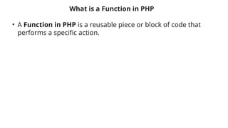 function in php like control loop and its uses | PPT
