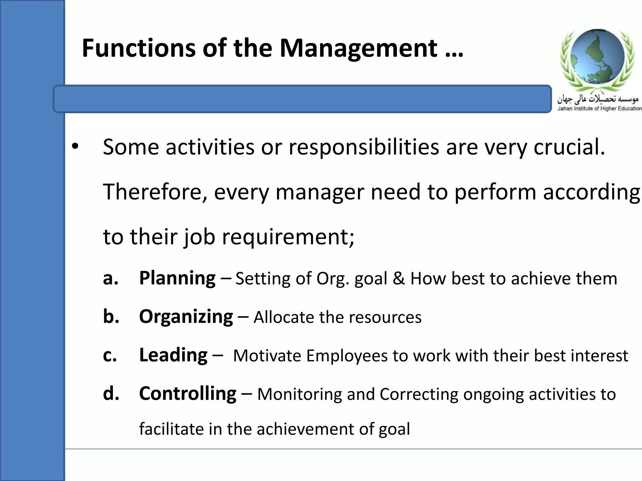 Unit 2 functions of the management | PPTX | Resume Writing and Advice ...
