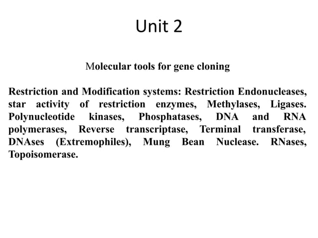 Unit 2 Gene Cloning.pdf | Chemistry | Science