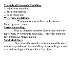 UNIT 2 GEOMETRIC MODELING.pptx | 3-D Graphics | Computer Software and ...