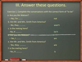 Unit 2, grammar to be | PPT