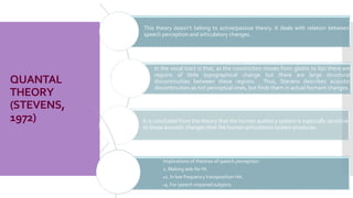SPEECH PERCEPTION THEORIES MASLP | PPTX