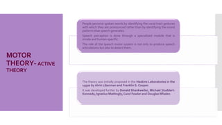 SPEECH PERCEPTION THEORIES MASLP | PPTX