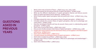 SPEECH PERCEPTION THEORIES MASLP | PPTX