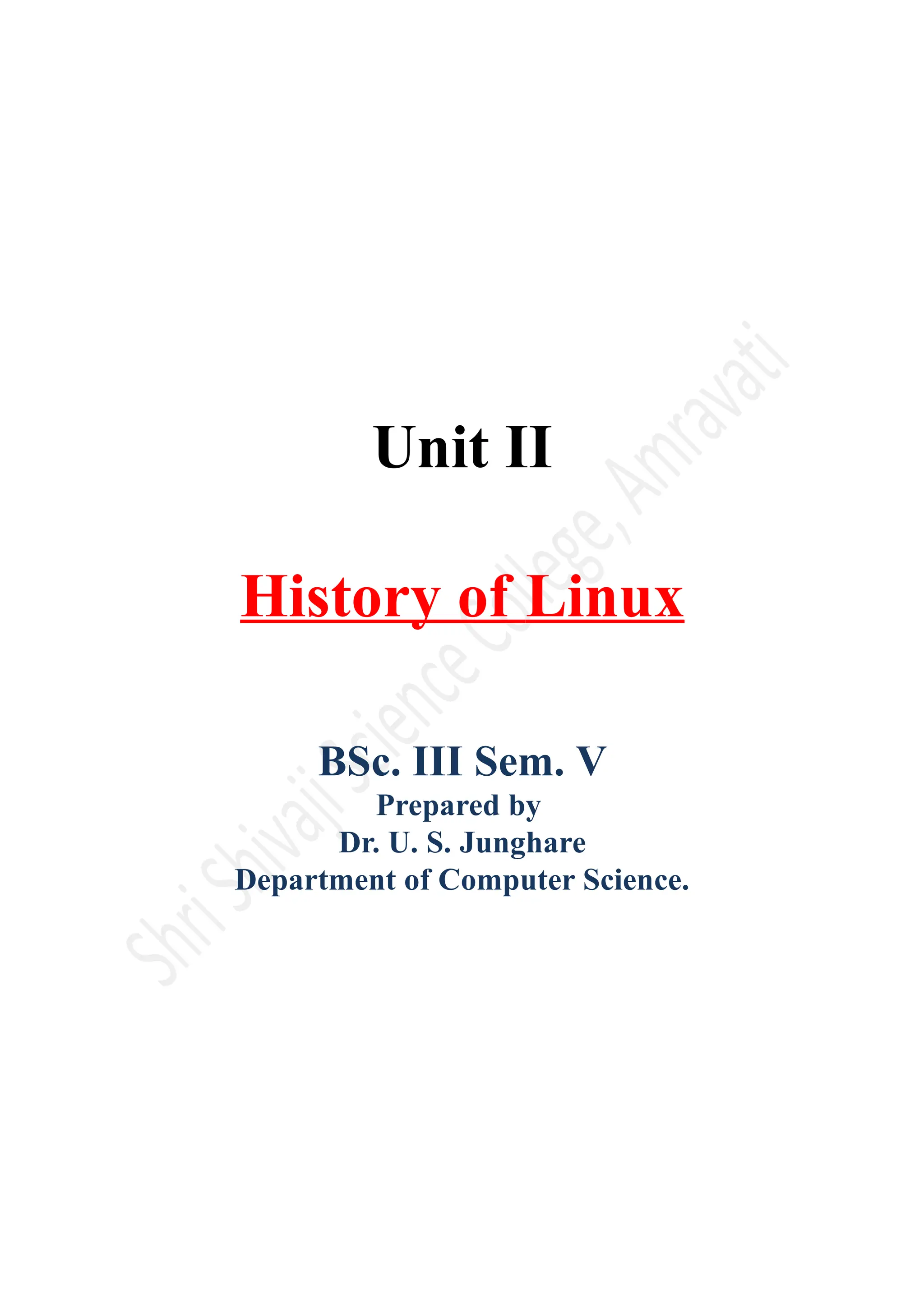 Unit 2 History of Linux and other details for begginers | PPTX