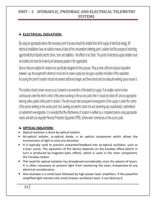 Unit – 2 hydraulic, pneumaic and electrical telemetry systems | PDF