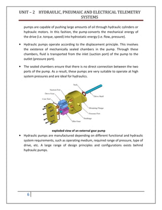 Unit – 2 hydraulic, pneumaic and electrical telemetry systems | PDF