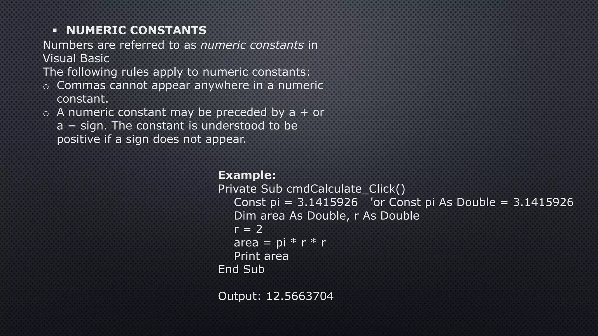 Visual Basic Fundamentals | PPTX