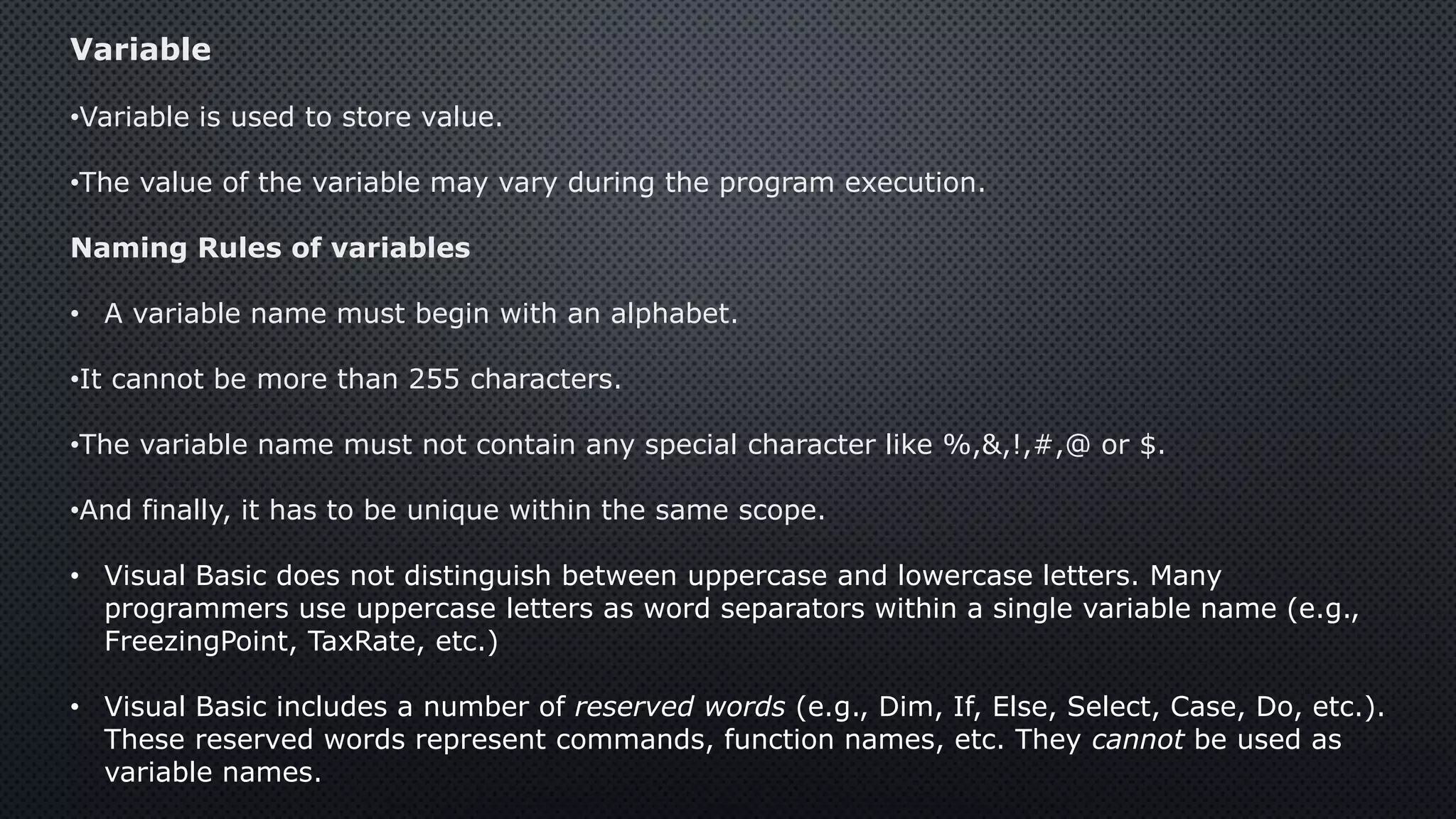 Visual Basic Fundamentals | PPTX