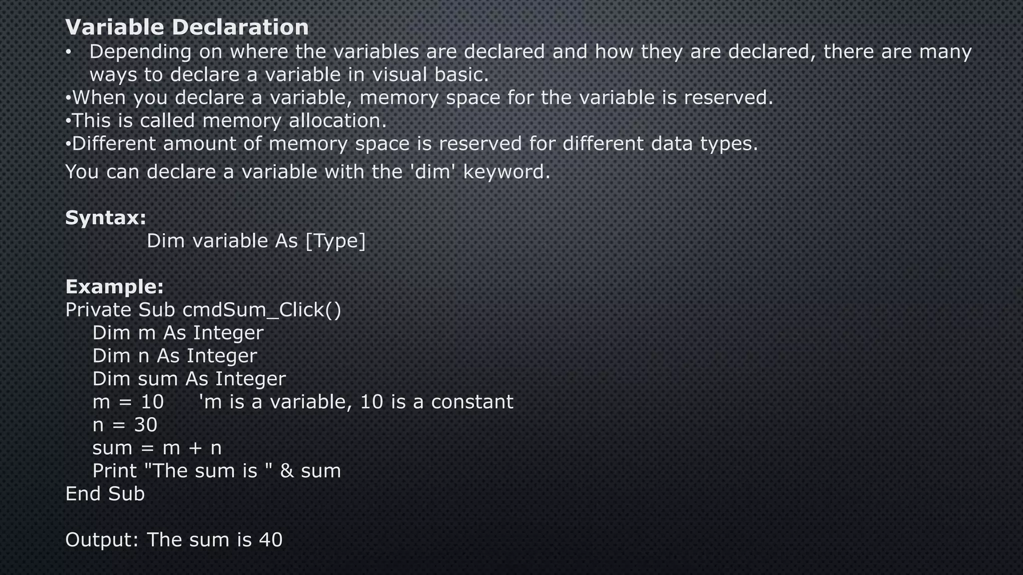 Visual Basic Fundamentals | PPTX