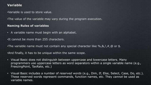 Visual Basic Fundamentals | PPTX