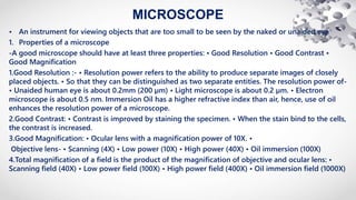 Instrumentaion - MICROSCOPE | PPTX