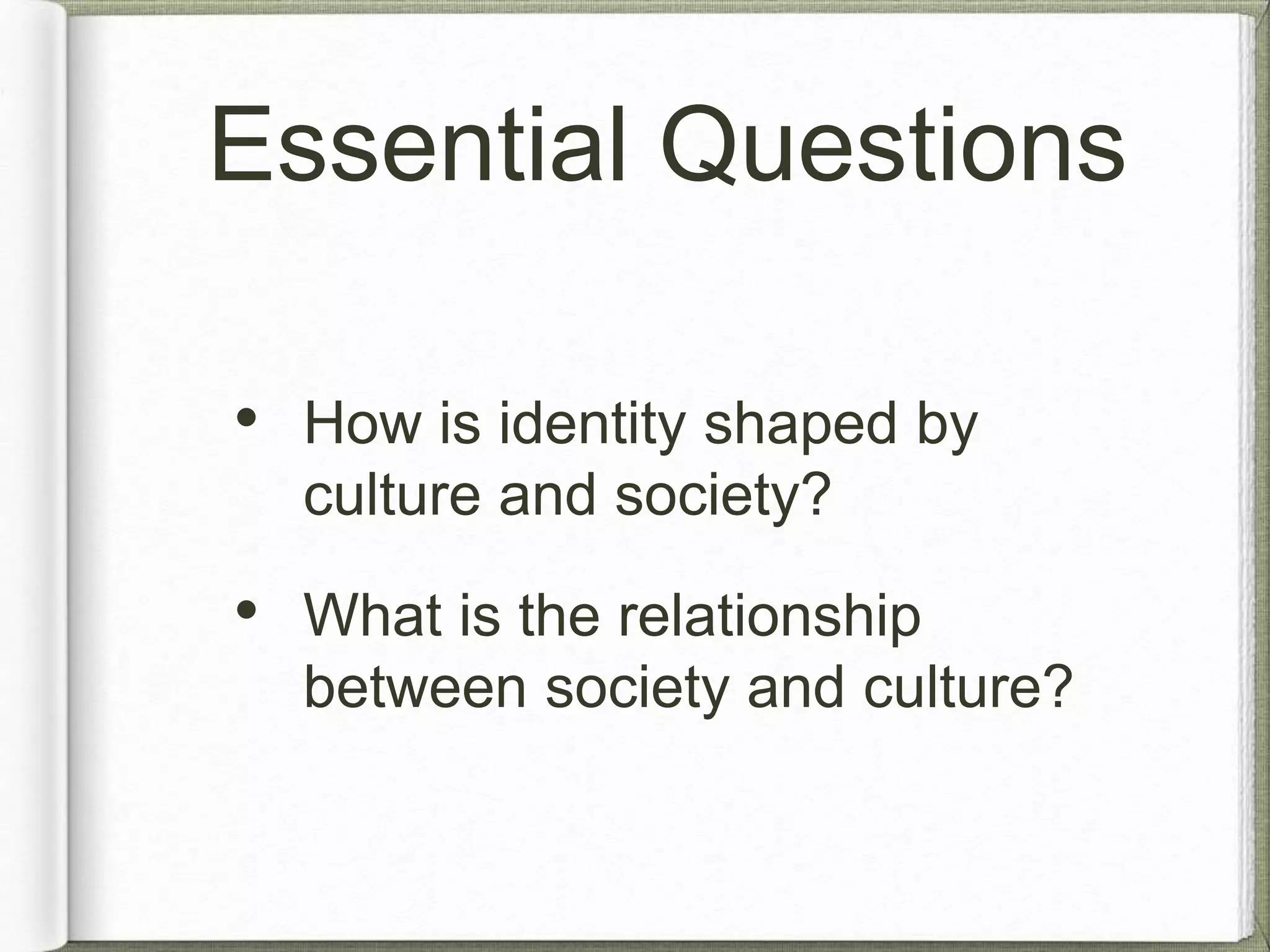 Culture and Society - Unit 2 introduction | PPTX